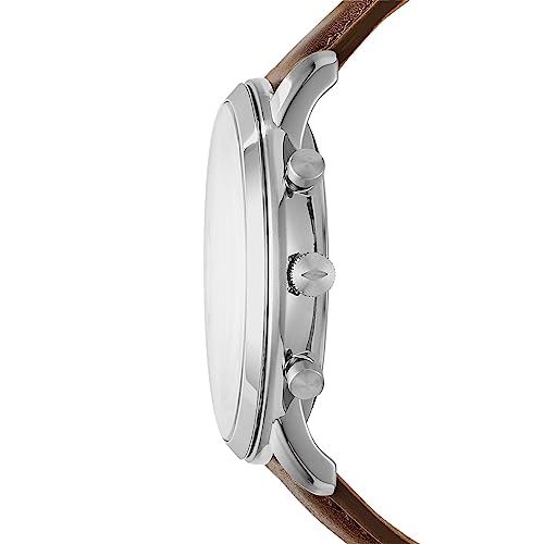 Fossil Men's Neutra Quartz Stainless Steel and Leather Chronograph Watch, Color: Silver, Brown (Model: FS5380)