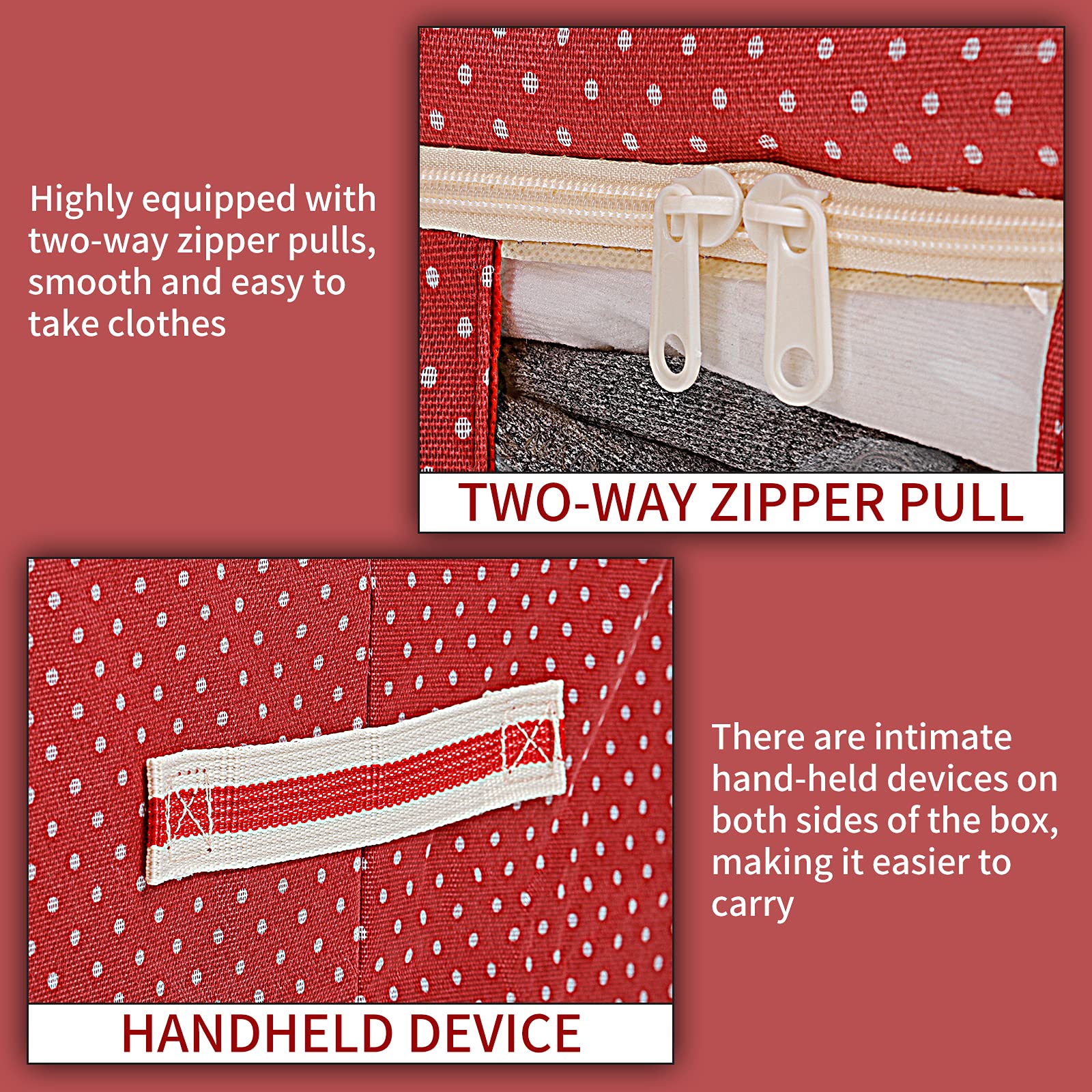 F.P.L Foldable Storage Bin Box Stackable Oxford Cloth Steel Frame Storage Bag Clothing Storage Containers Organizer for Clothes Beddings Towels(24L) (Red-2)