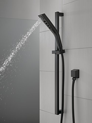 Delta Faucet 3-Spray H2Okinetic Slide Bar Hand Held Shower with Hose, Black Handheld Shower Head, Slide Bar Hand Shower, Handheld Shower, Detachable Shower Head, Matte Black 51799-BL