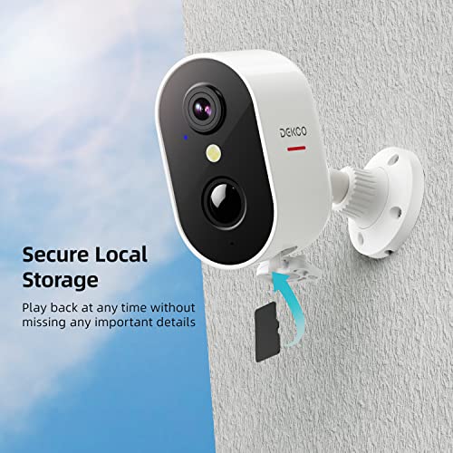 DEKCO Security Cameras Wireless Outdoor/Indoor 2 Packs 1080P HD Wireless Rechargeable Battery Powered WiFi Home Surveillance Camera with Spotlight, Siren, Motion Detection, Color Night Vision, IP66