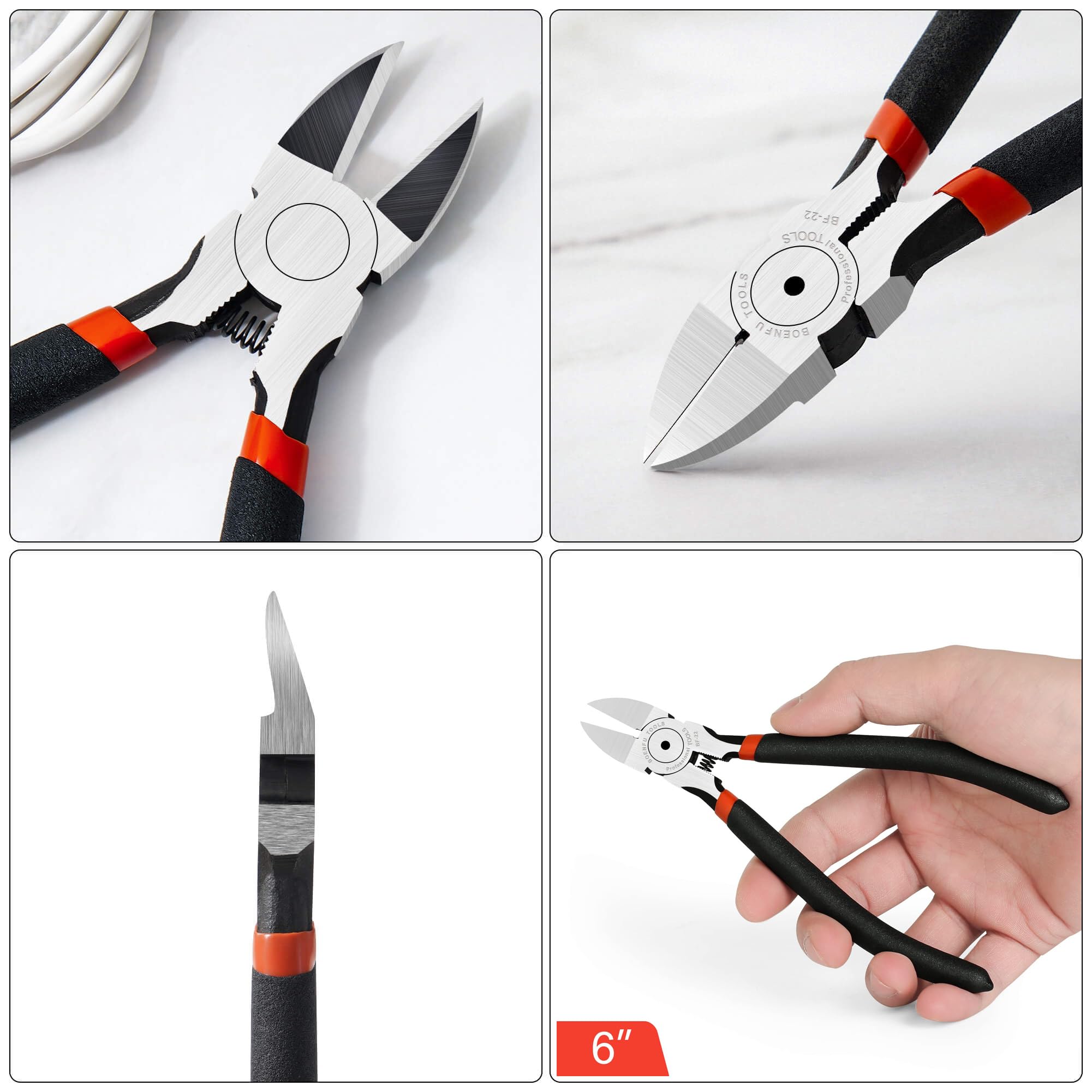 BOENFU Wire Cutters for Crafting 2 Pack Heavy Duty Nippers Tool Jewelry Pliers Flush Cutters for Artificial Flowers, Jewelry Making, Chicken Wire, Electronics, 6 Inch, Black