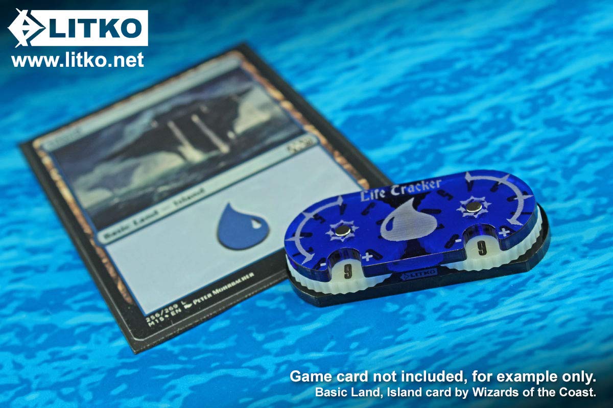 LITKO Life Counter Wheel | Point Tracker Dial | 0-99 | Compatible with Magic: The Gathering Card Game | Island (Blue)