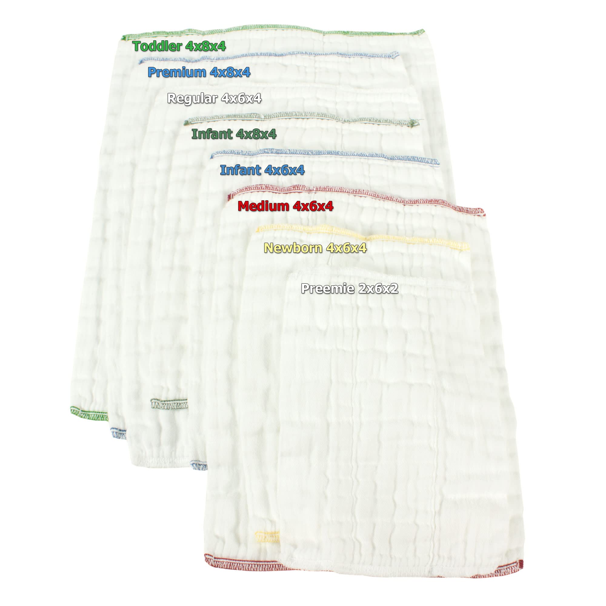 OsoCozy - Prefold Cloth Diapers (1 Dz) - Soft, Absorbent Durable Diaper Service Quality Prefolds. 100% Cotton - 12"x16", Fits 7-15 Lbs. - (Infant 4x8x4)