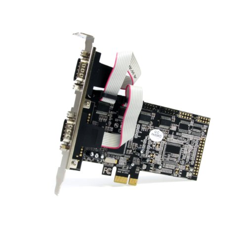 StarTech.com 4 Port Native PCI Express RS232 Serial Adapter Card with 16550 UART - Low Profile Serial Card (PEX4S553), Green
