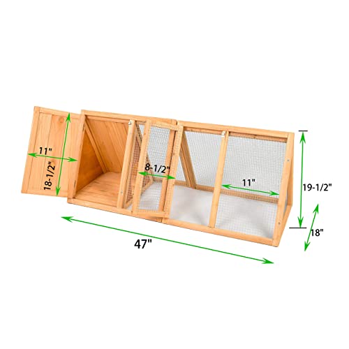 Ecolinear Rabbit Hutch Wooden Bunny Cage A-Frame Chicken Coop for Small Animals (46E)