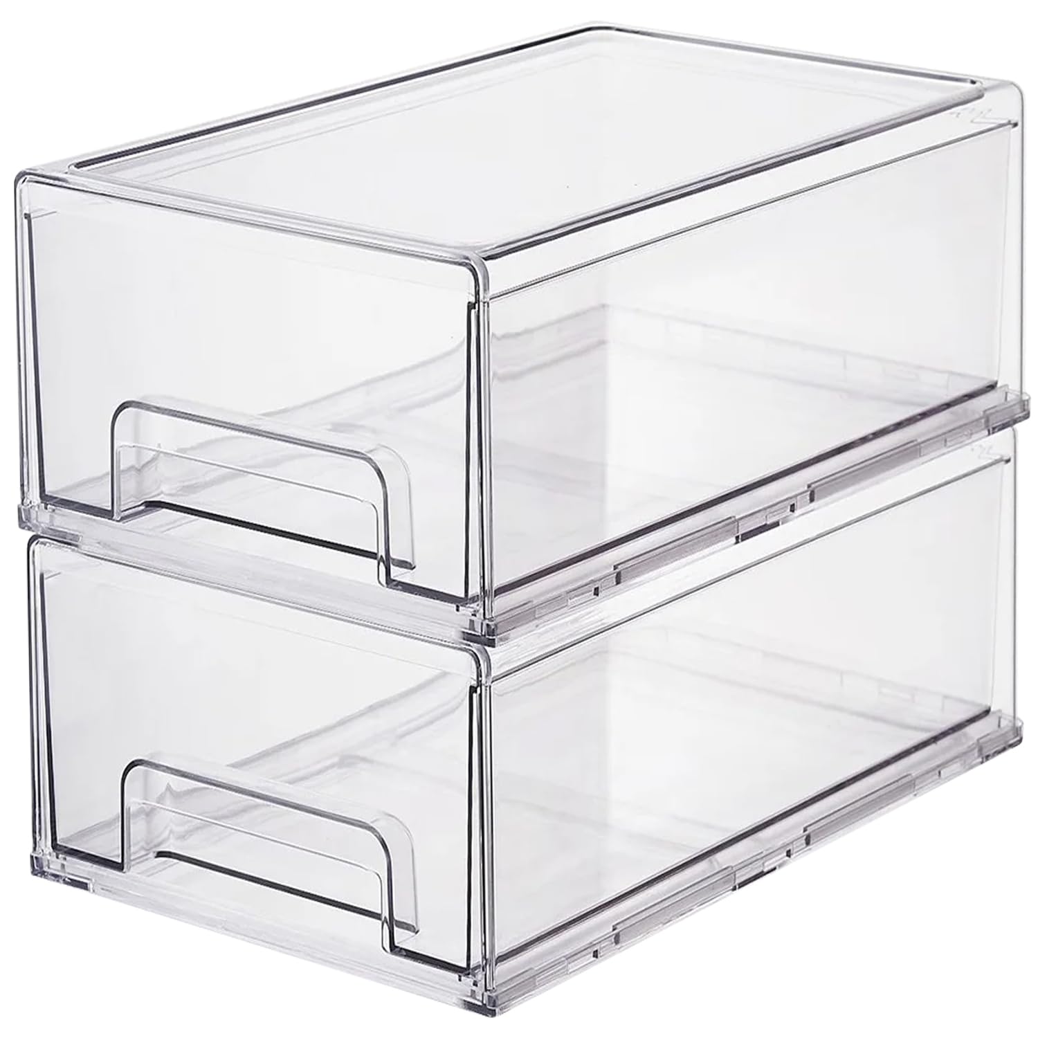 Clear Plastic Storage Drawer Organizer Bins, Perfect for Kitchen Organization or Pantry Organization and Storage, Fridge Drawer Organizer Bins, Pantry Storage and Organization Bins