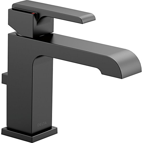 Delta Faucet Ara Matte Black Bathroom Faucet, Single Hole Bathroom Faucet, Single Handle Bathroom Faucet, Metal Drain Assembly, Matte Black 567LF-BLMPU