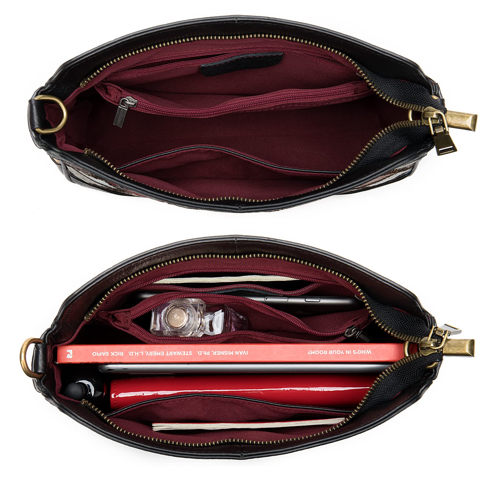 Leather Cute Crossbody Bags for Women Coloful Floral Patchwork Unique Shoulder Purse and Handbags Medium
