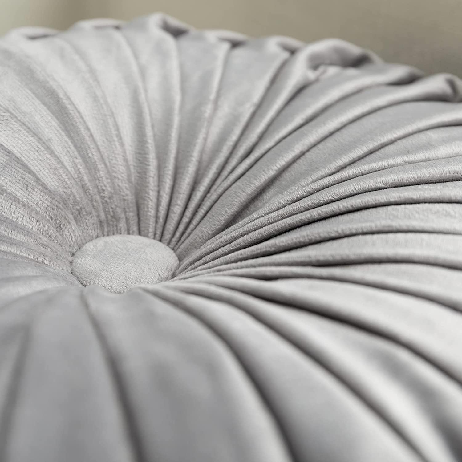 FONORAN Round Throw Pillows,Home 15.7 Round Floor Cushions Pillow,Handcrafted Pumpkin Velvet Home Decorative Back Pillow Cushion for Sofa Couch Chair Bed (Gray)