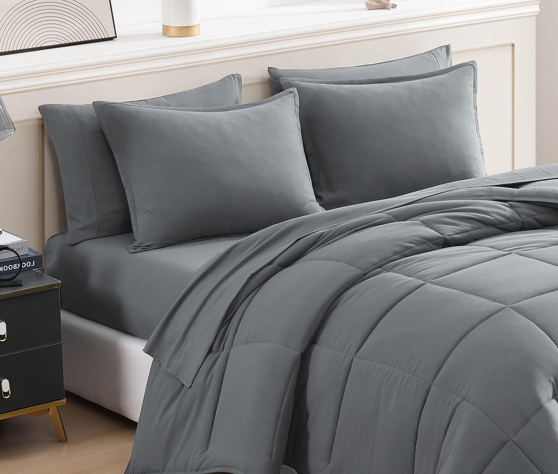 Casa Platino Twin Bed Comforter Set Pre-Washed – Soft & Cozy Breathable Brushed 100% Microfiber Comforter Set Queen with Comforter, Flat Sheet, Fitted Sheet, 1 Pillowcase & 1 Sham - Sepia Rose