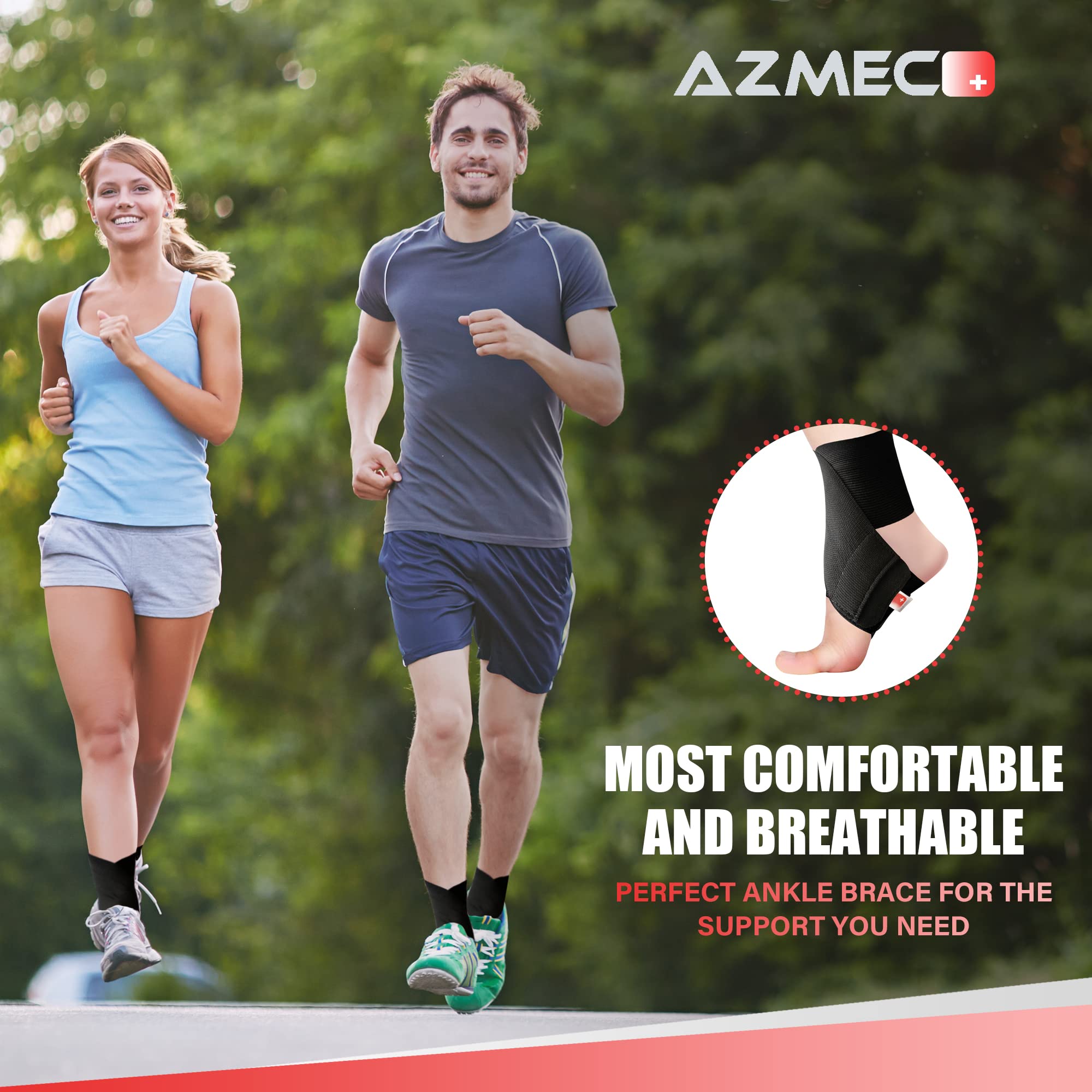 Azmec Ankle Brace for Sprained Ankle – Adjustable Ankle Wrap for Sprains, Strains, Inflammation, Swelling, Pain, Ankle Braces for Women and Men - (Large)