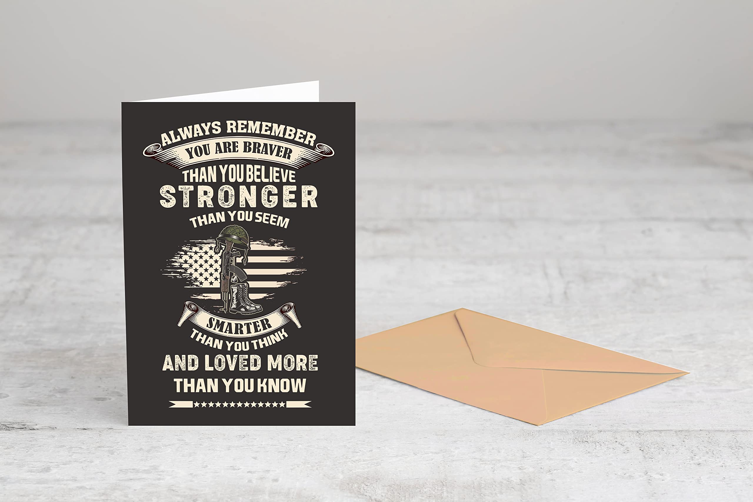 Emily gift Motivational Card For Soldier - Veteran With Envelope - A Great Inspirational Card To Show Appreciation For A Militar On A Special Day - Birthday - Retirement - Graduation