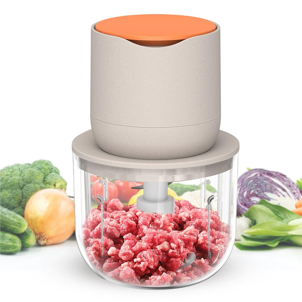 LVSENLIN Wireless Electric Food Processor,600ML Electric Food Chopper For Meat,Onions,vegetables,Garlic,Complementary Food, Meat Chopper Blender