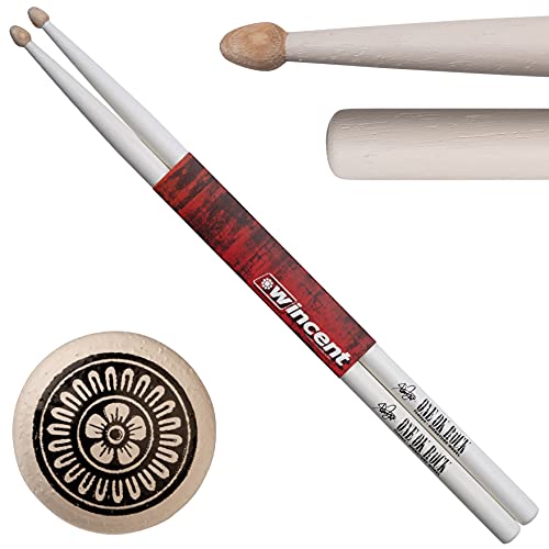 Wincent Drumsticks Tomoya WTYSCWII 5A Speed 5B Power Signature Hickory Drumsticks, White 1 Pair