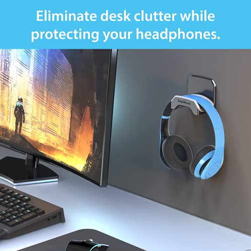 TotalMount Gaming Headset Hangers β Include Removable Adhesive Strips for Easy, Damage-Free Wall, Desk, or PC Mounting (Black Headphone Hooks with Premium Silicone Cradles β Two Pack)