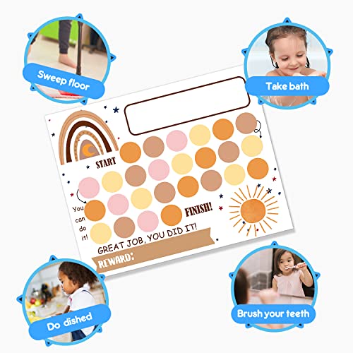 Boho Rainbow Chore Chart for Kids,Boho Sunshine Magnetic Reward Chart for Kids Behavior, Good Responsibility Chart, Chore Chart for One Child - 8 x 10 inch