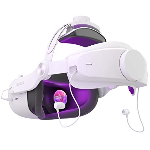 DESTEK QH1 Face Pressure-Free Head Strap, Compatible with Meta/Oculus Quest 2 | Includes Retractable Headphones, VR Accessories for Comfort Play