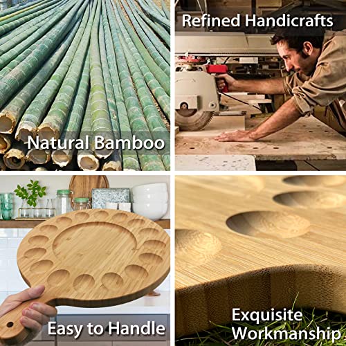 cenleoha Versatile Large Deviled Egg Platter with Handle Reversible Deviled Egg Plate Cutting Board Charcuterie Board Deviled Egg Container Bamboo Egg Holder Serving Tray