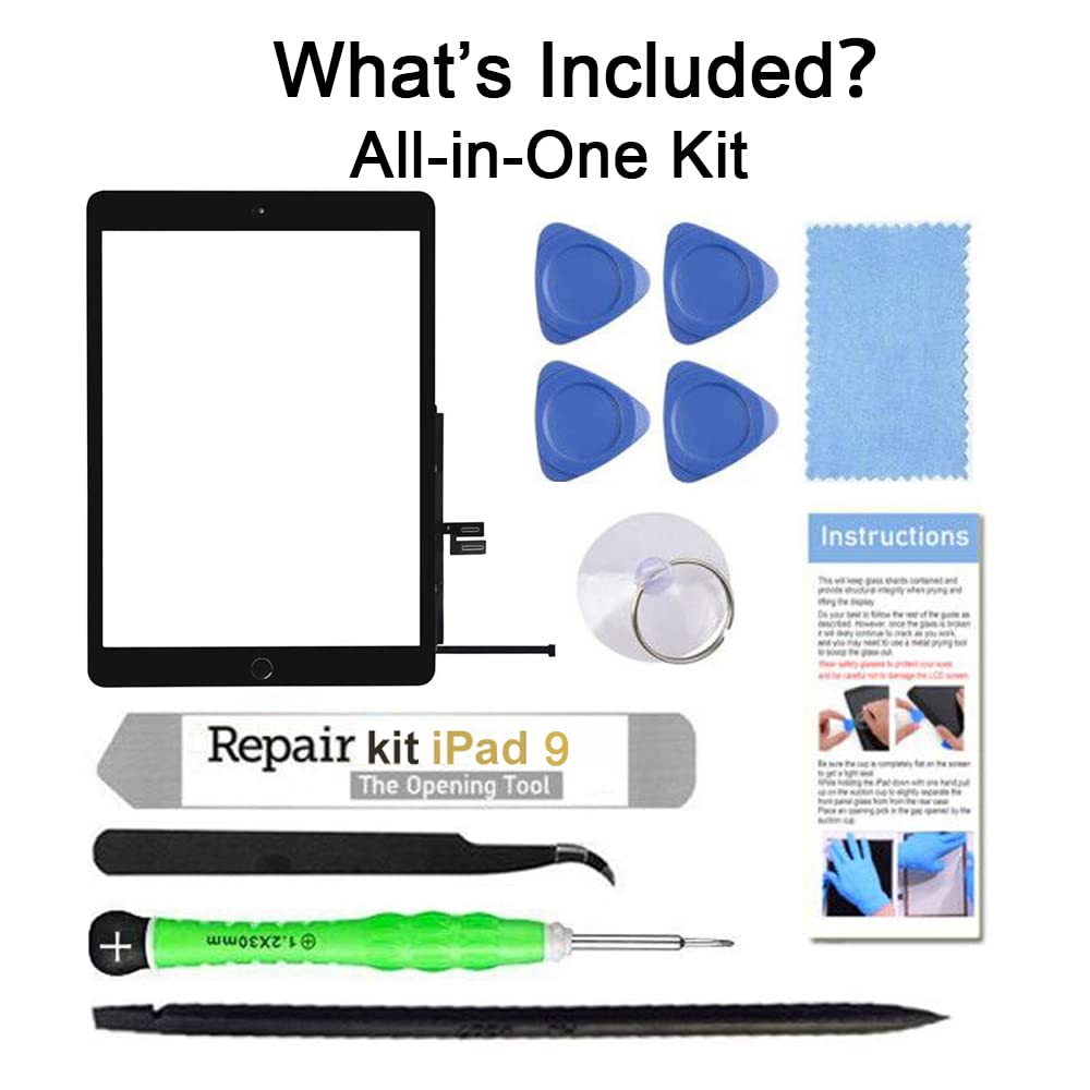 for iPad 9 (9th Gen 2021) A2602 A2603 A2604 A2605 Screen Replacement Glass Touch Digitizer Repair Kit with Home Button & Tools - Only for iPad 9 9th Generation