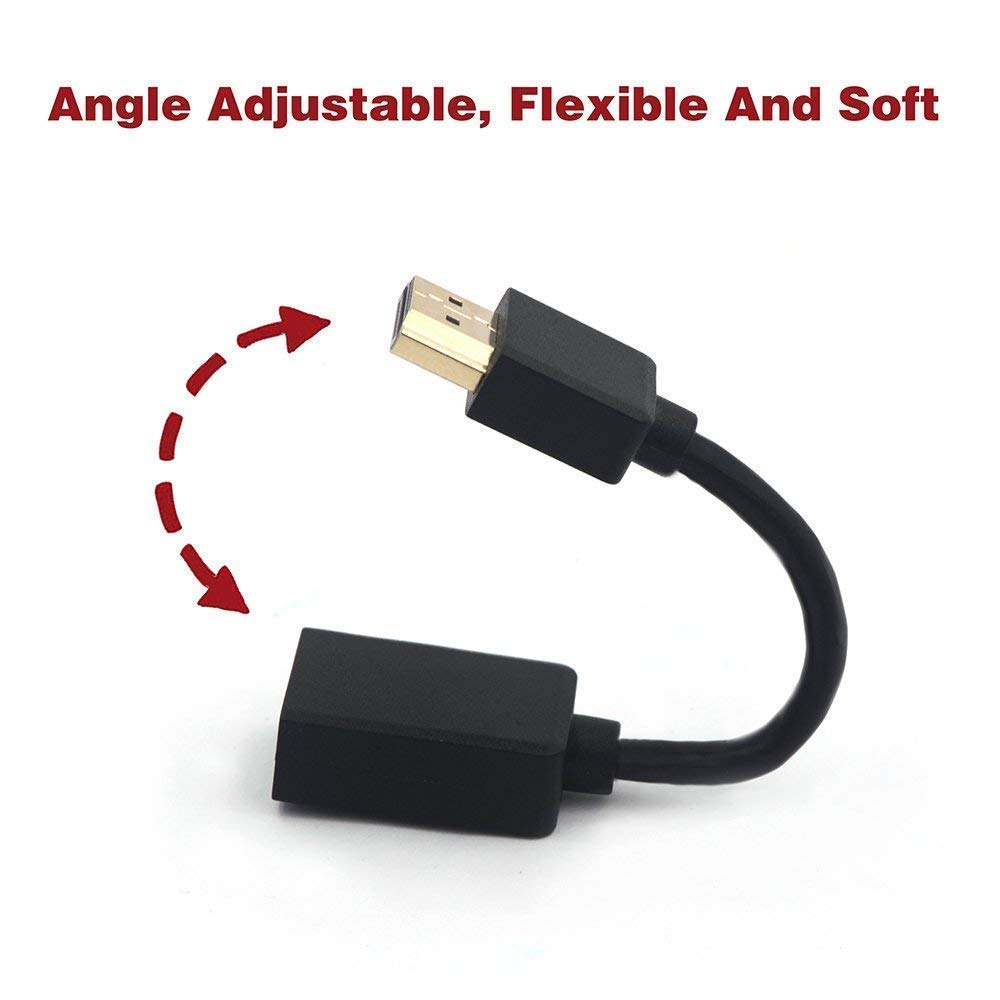VCE 2-Pack HDMI 90 Degree and 270 Degree Right Angle Male to Female Adapter Bundle with HDMI Swivel Adapter Male to Female HDMI Extension for Google Chrome Cast, Roku Streaming Stick