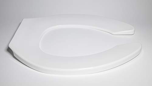 Centoco 550STSCC-001 Elongated Plastic Toilet Seat, Open Front No Cover, Stainless Steel Hinges, Regular Duty Commercial Use, White