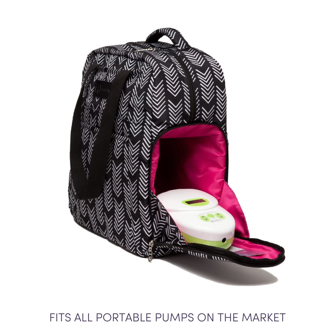 Sarah Wells Kelly Convertible Breast Pump Bag and Backpack with Carrying Handles - 1 Count (Pack of 1) - Black and White