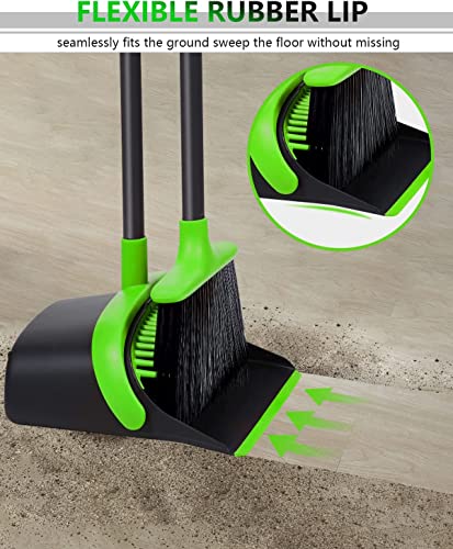Broom and Dustpan Set, Broom and Dustpan, Broom and Dustpan Set for Home, Upgrade 52" Long Handle Broom with Stand Up Dustpan Combo Set for Office Home Kitchen Lobby Floor Use, Dust pan and Broom Set