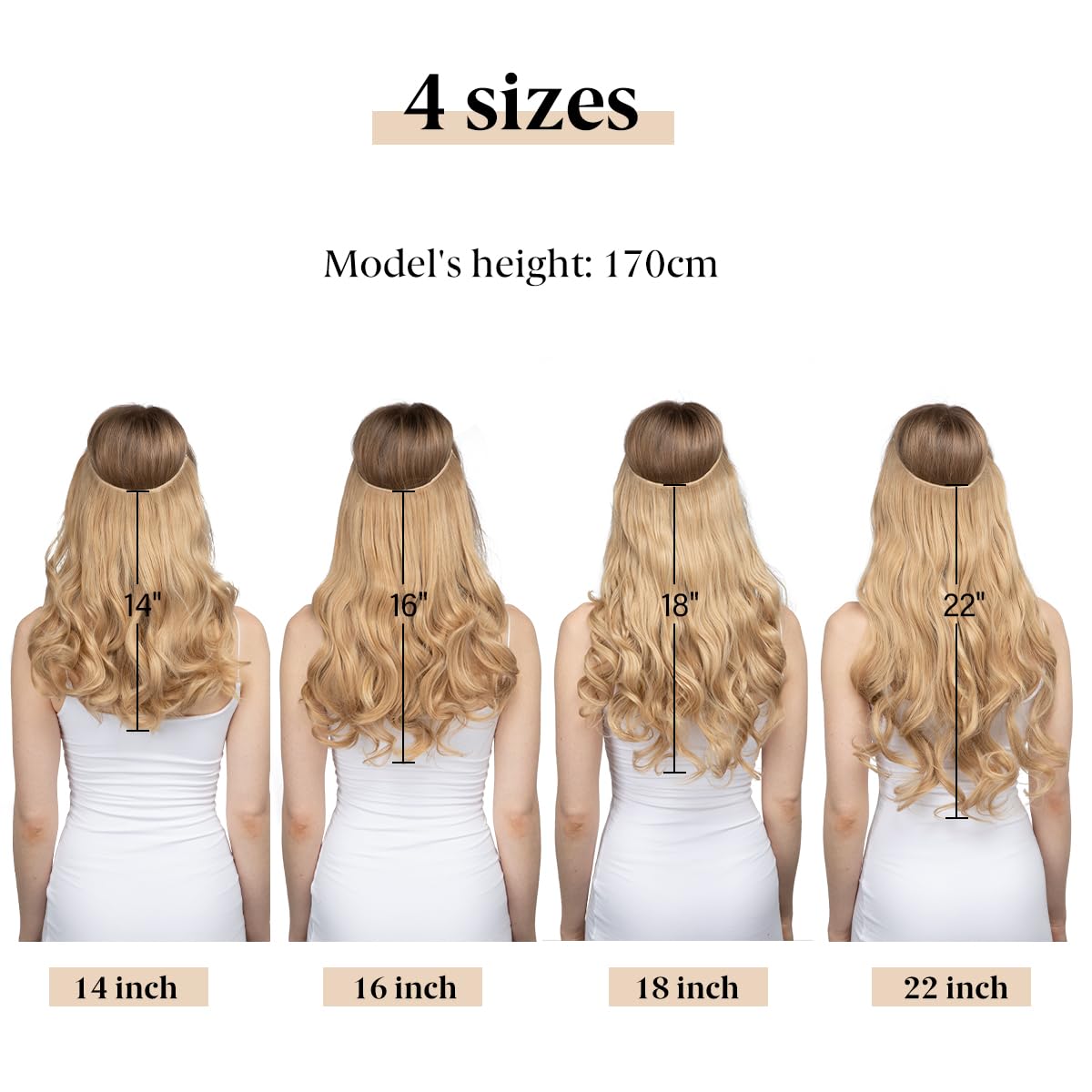 SARLA Invisible Wire Hair Extensions with 3 Clips Long Synthetic Wavy Curly Hairpiece Adjustable Transparent Headband for Women 18 Inch Black Brown
