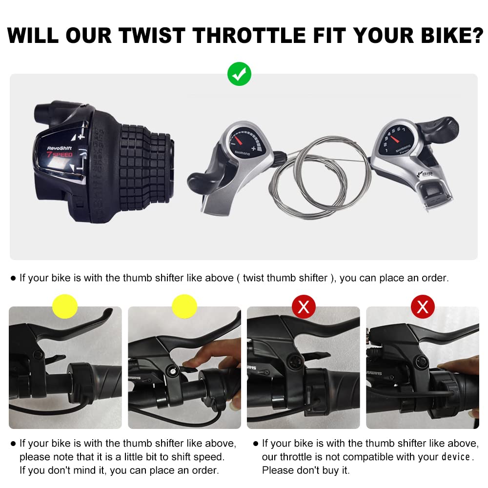 BAFANG Right Half Twist Throttle :Compatible with 8fun Mid Drive Electric Bike Conversion Kit BBS01 BBS02 BBSHD, Waterproof Speed Conrol Throttle Grip for Bicycle Scooter