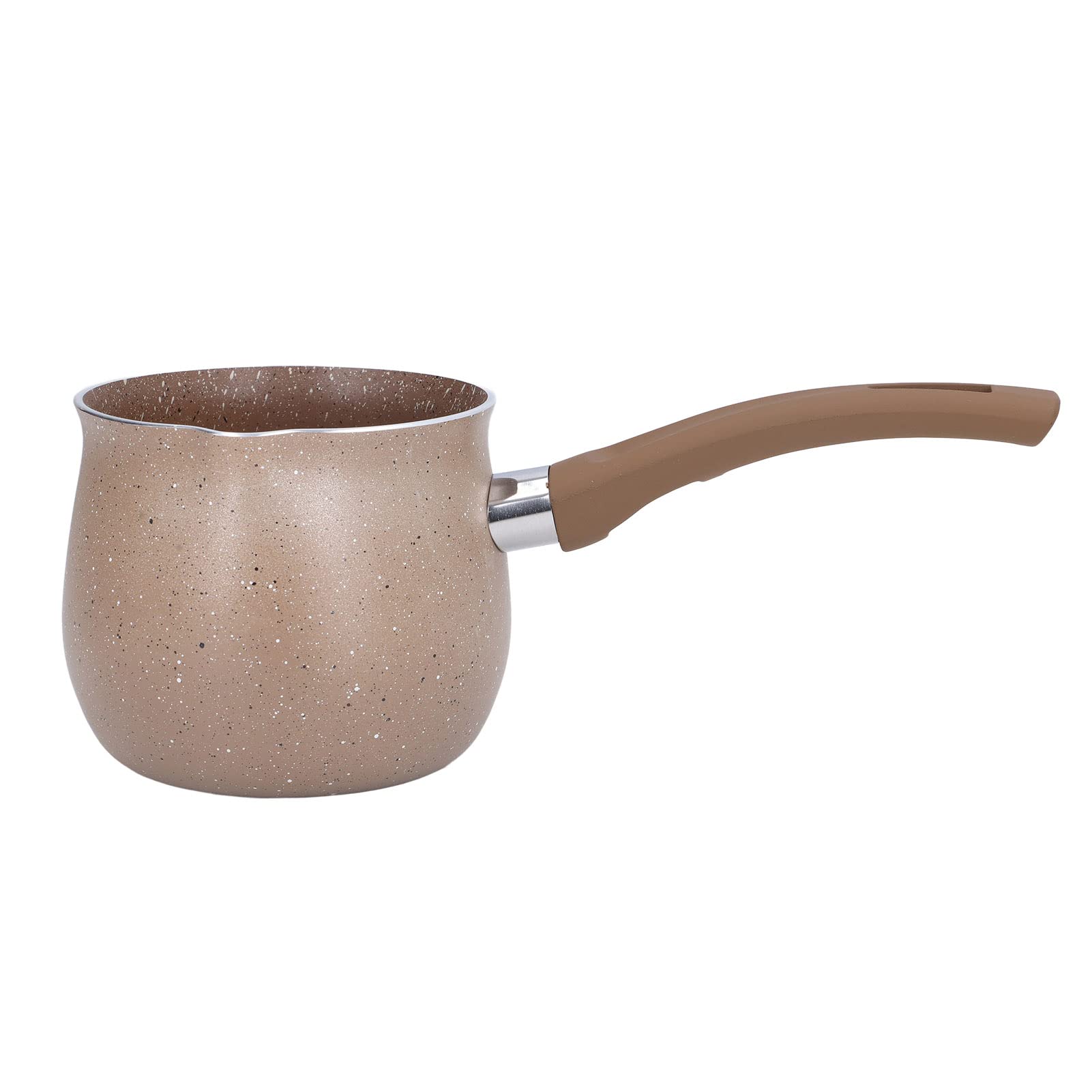Single Handle Coffee, Pot Mini Milk Pan Aluminum turkish coffee pot Warmer Boiling Alloy Non Stick Anti Scalding for CookingBrown (Brown)