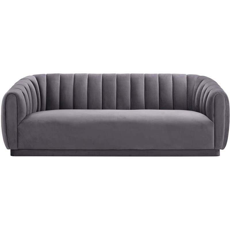 TOV Furniture Arno Collection Velvet Livingroom Sofa, Grey
