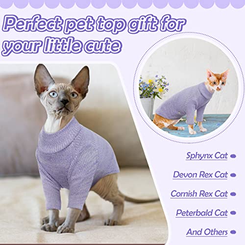 DENTRUN Sphynx Hairless Cats Shirt Pullover Kitten T-Shirts, Breathable Cat Wear Turtleneck Sweater Adorable Cat's Clothes Vest Pajamas Jumpsuit