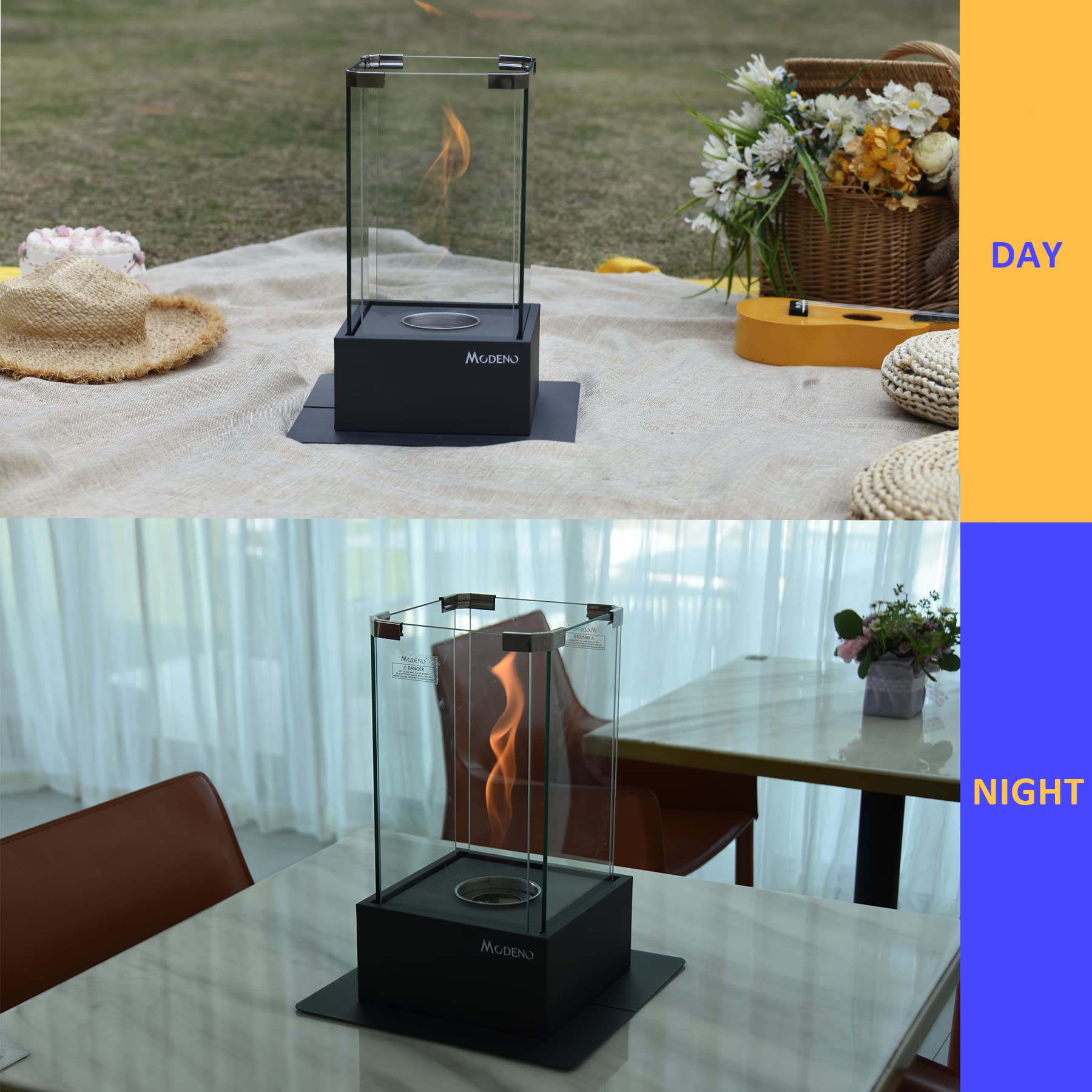 Bio Ethanol Fireplace Smokeless Portable Tabletop Fire Pit for Indoor Outdoor Garden Decor, Portable Tabletop Fireplaces