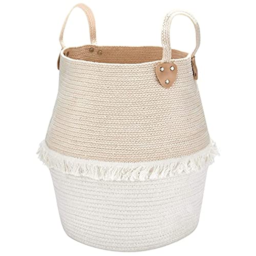 MJWDP Basket Woven Storage Basket Laundry Basket Cotton Blanket Organizer Baby Nursery Containers Home Decor (Color : Beige, Size : 1)