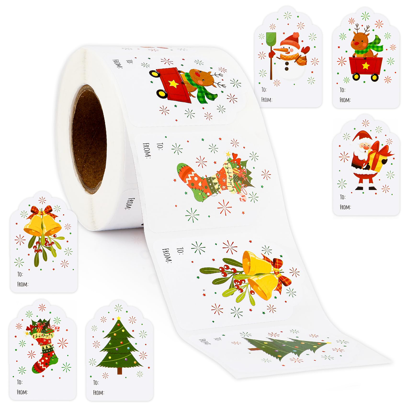 Christmas Gift Tags, 500 Pcs Christmas Tags, Gift Tags for Christmas Presents, Christmas Name Tags Stickers Self Adhesive Christmas Gift Labels Stickers, Xmas To From Gifts Tags for Xmas Holiday Decor