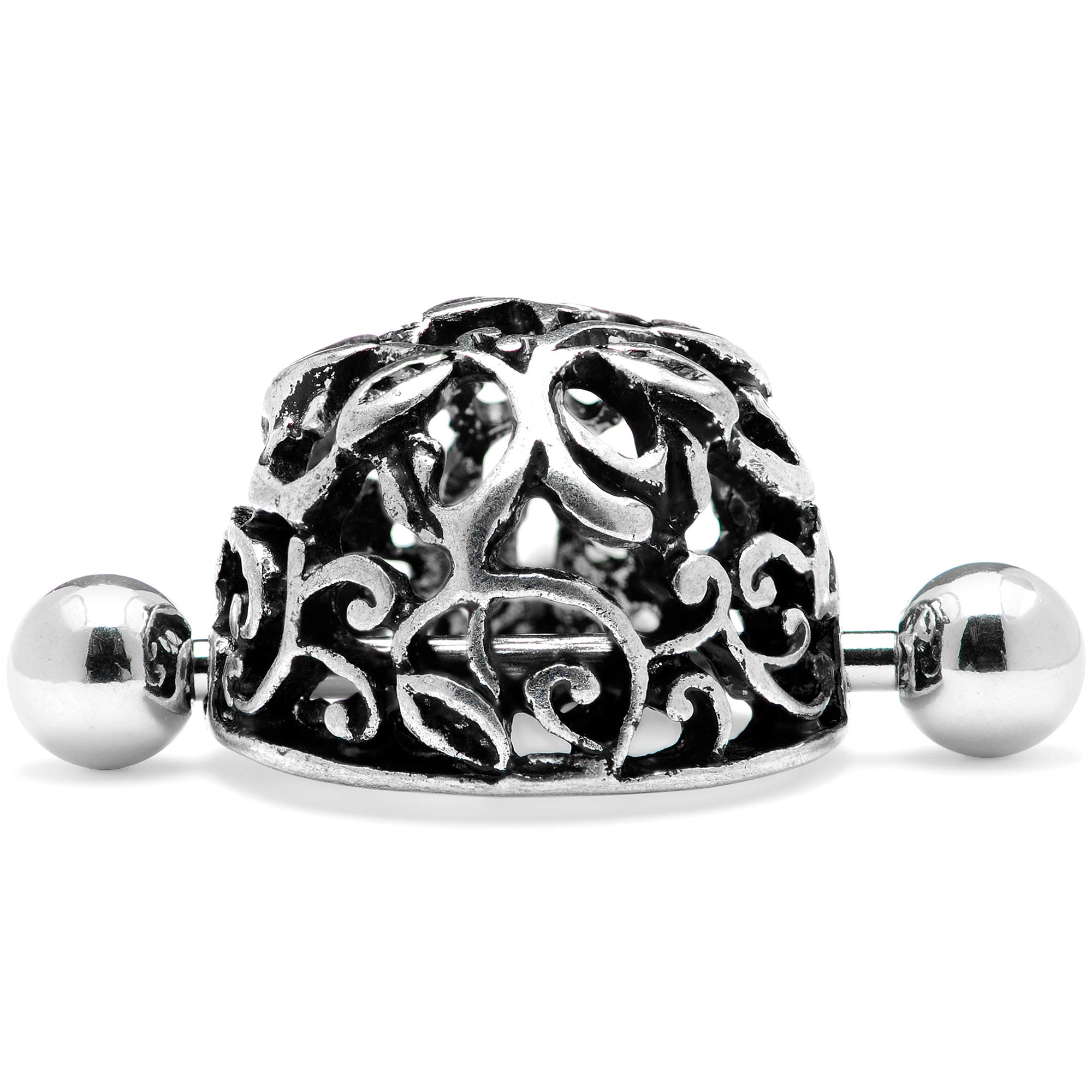 Body Candy Womens 14G Nipplerings Piercing 9/16" Steel Framework Twining Vines 2Pc Nipple Shield Set 14mm