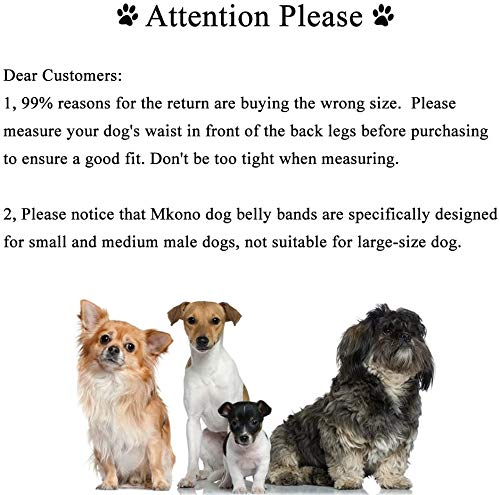 Mkono Male Dog Belly Band Wraps Washable Dog Diapers Male for Small and Medium Dogs(3 Pack)