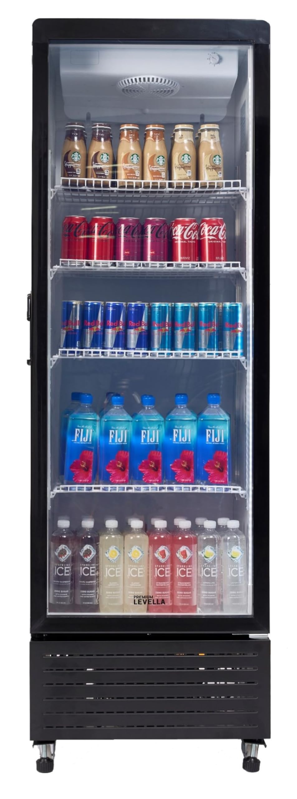 PremiumLevella Glass Door Display Refrigerator 10.0 cu ft Commercial Beverage Cooler Merchandiser With Sleek LED Light Strip
