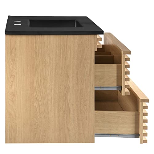 Modway Render 36" Wall-Mount Bathroom Vanity in Oak Black