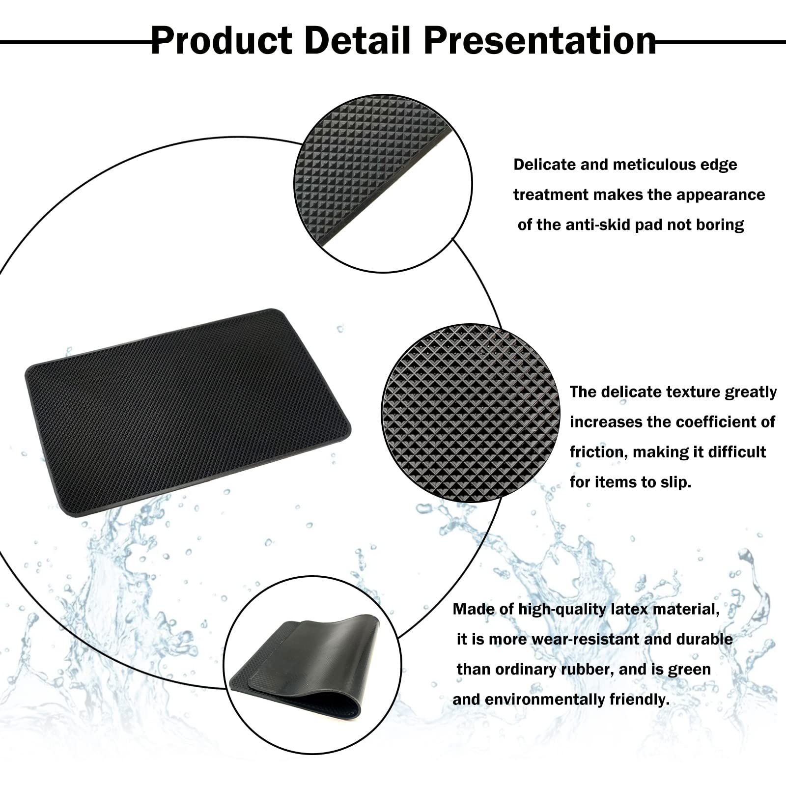 Car Dashboard Anti-Slip Rubber Pad, 10.6 x 5.9 Universal Non-Slip Car Magic Dashboard Sticky Adhesive Mat for Cell Phones, Sunglasses, Keys, Coins and More (Black/Grid)