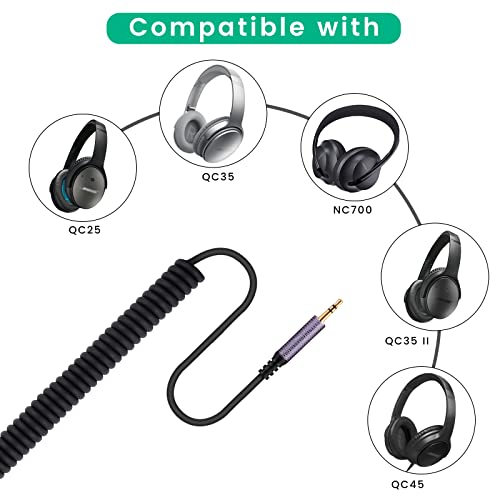 Coiled Audio Cable Replacement for Bose QC45(QuietComfort 45) / QC35 / QC25 / NC700 Headphones, 2.5mm to 3.5mm(1/8β) Extension Aux Cord 4ft to 14ft