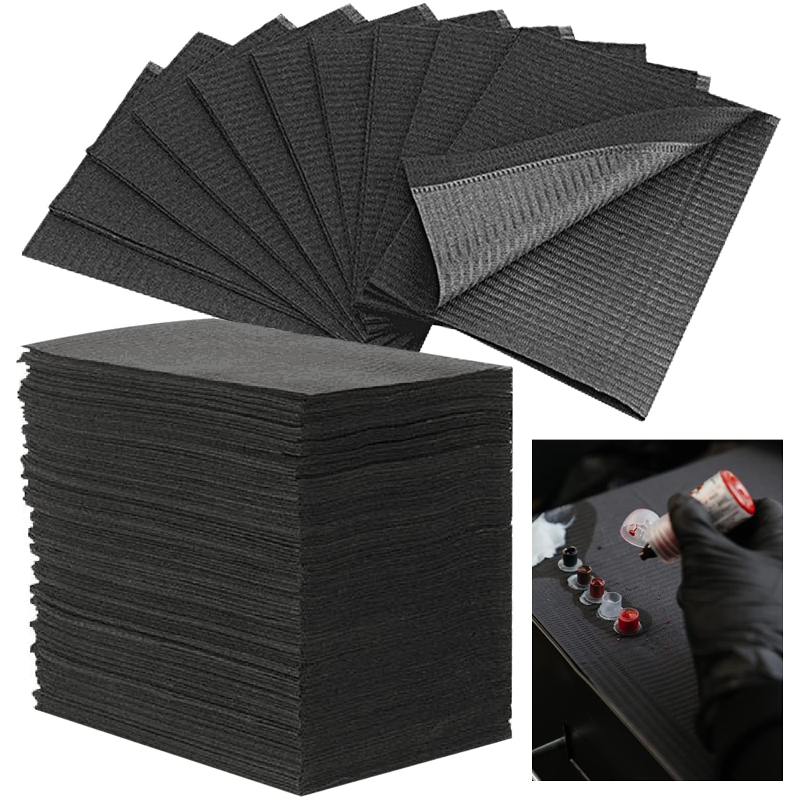 Dental Bibs - Autdor 125Pcs Disposable Dental Bibs Sheets 3 Ply Tissue Waterproof Lap Cloths 13" x 18" Patient Bibs Tattoo Bibs Tattoo Table Covers Clean Pad Dental Napkins for Pets Tray Covers