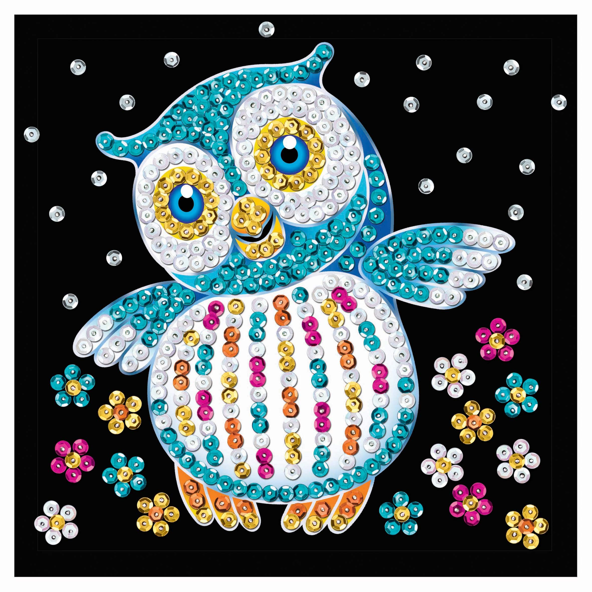 Mammut Sequin Art Sequin 60, Sparkling Arts & Crafts Kit; Creative Crafts for Young Kids 5 and Older (Owl)