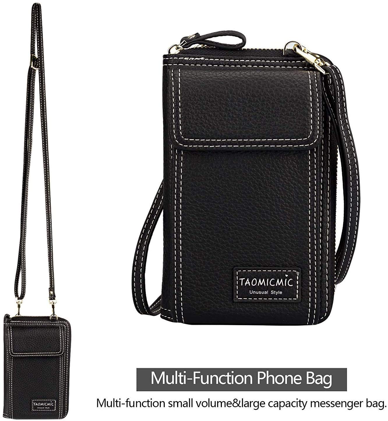 Ladies fashion casual shoulder messenger bag mid-length clutch bag large capacity mobile wallet (Color : Black, Size : One size)