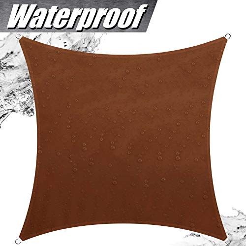 ColourTree 100% Blockage Waterproof 9.5' x 9.5' Sun Shade Sail Canopy Square Brown - Commercial Standard Heavy Duty - 220 GSM - 3 Years Warranty