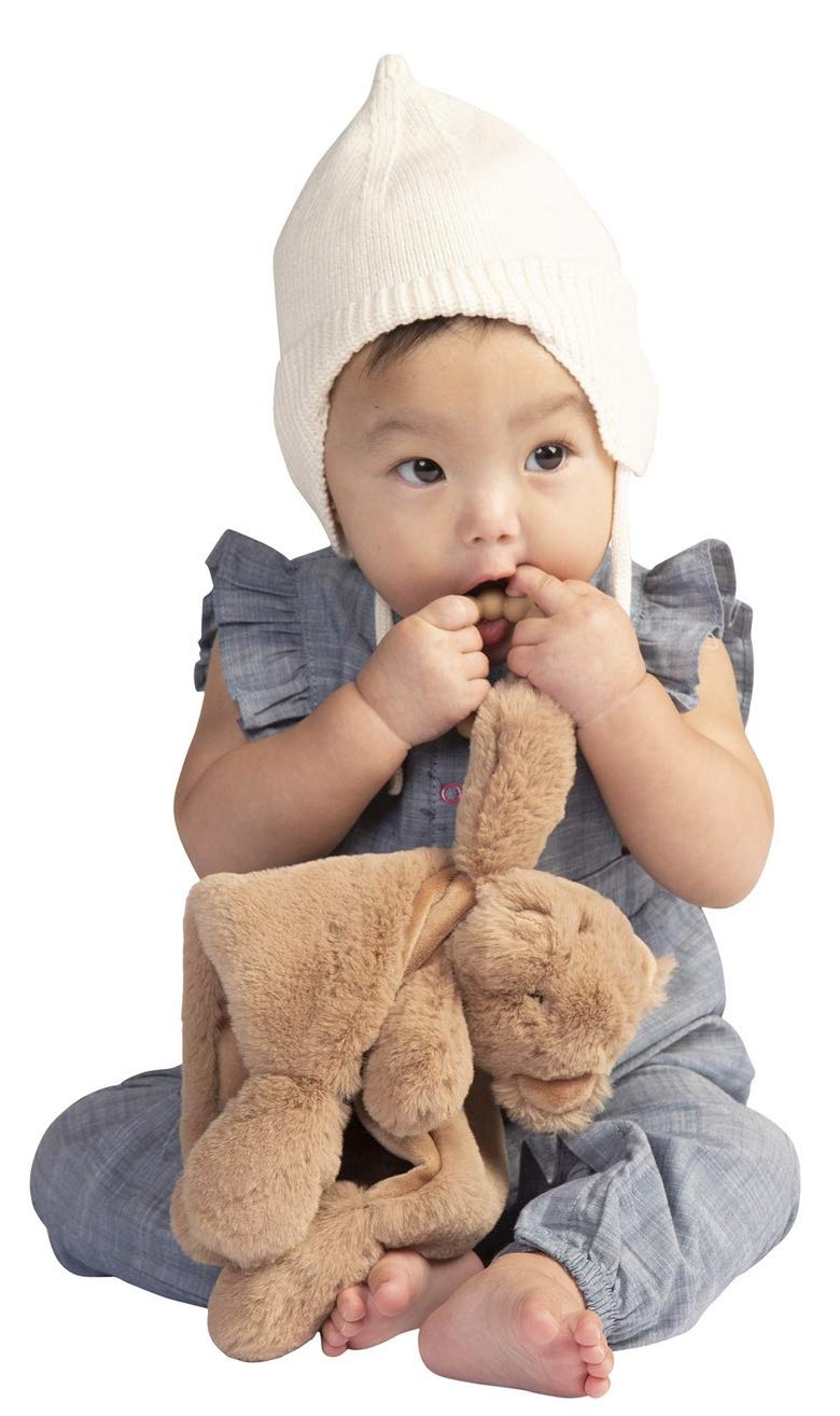 Manhattan Toy Sleepy Time Bear Plush Baby Lovie Blankie with Removable Silicone Teether Ring