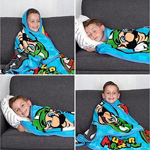 Franco Kids Bedding Super Soft Micro Raschel Throw, 46 in x 60 in, Mario,Prints may vary