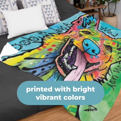 Dawhud Direct Colorful German Shepherd Fleece Blanket for Bed, 50" x 60" Dean Russo German Shepherd Fleece Throw Blanket for Women, Men and Kids - Super Soft Plush Dog Blanket Throw Plush Blanket