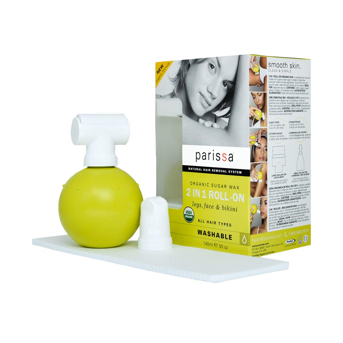 Parissa Organic Sugar Wax Roll-On Style (140 Ml), Hair removal waxing Kit for legs, body, Underarms & Face, Washable With Water