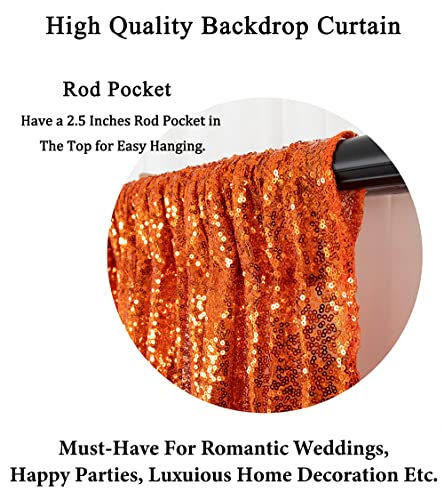 Coral Sequin Curtains 2 Panels 2FTx8FT Glitter Sequin Backdrop Curtains Orange Shimmer Wall Backdrop Birthday Backdrops Christmas Wedding Party Backdrop Sequence Backdrop for Photography(2FTx8FT)
